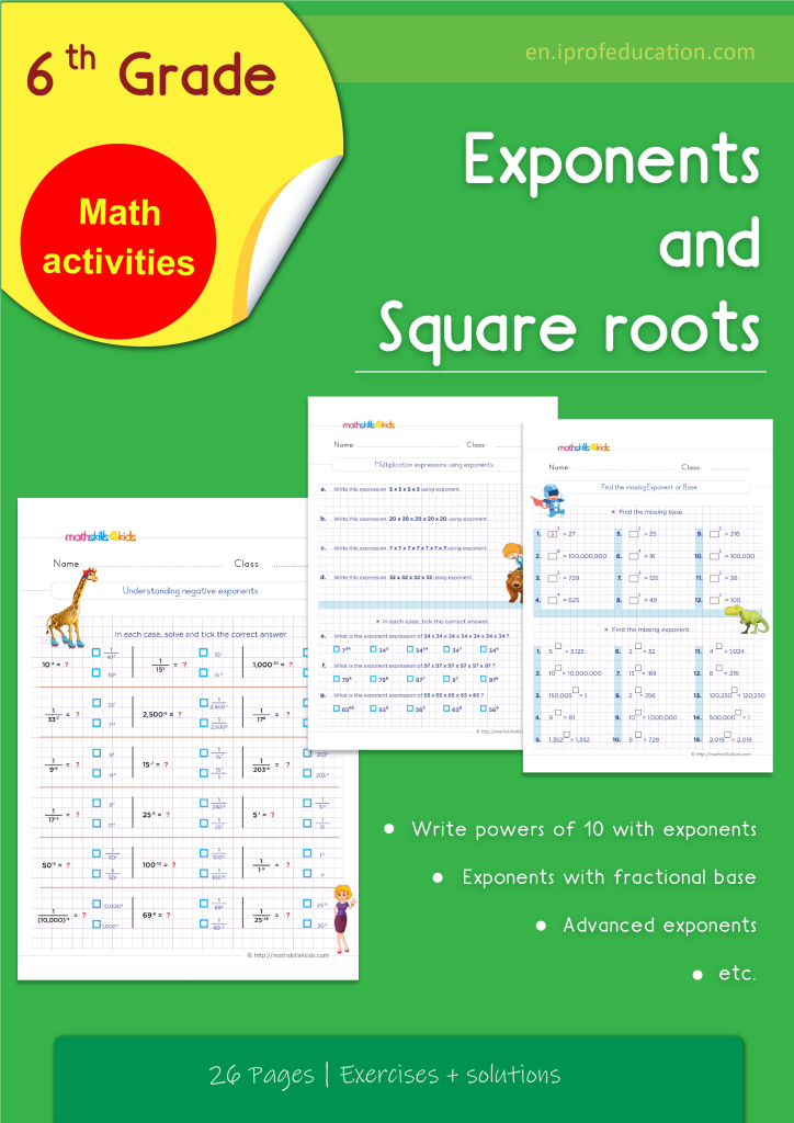 Grade 6 Exponents and square-roots worksheets with solutions ...