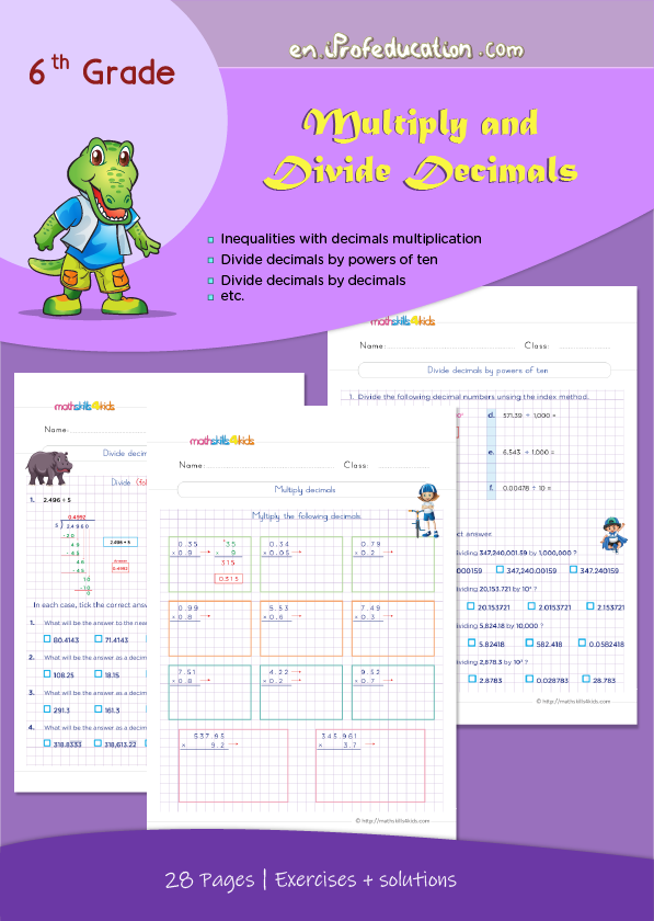Grade 6 Multiplying And Dividing Decimals Worksheets With Solutions Grade 6 Multiplying And Dividing Decimals Worksheets With Solutions